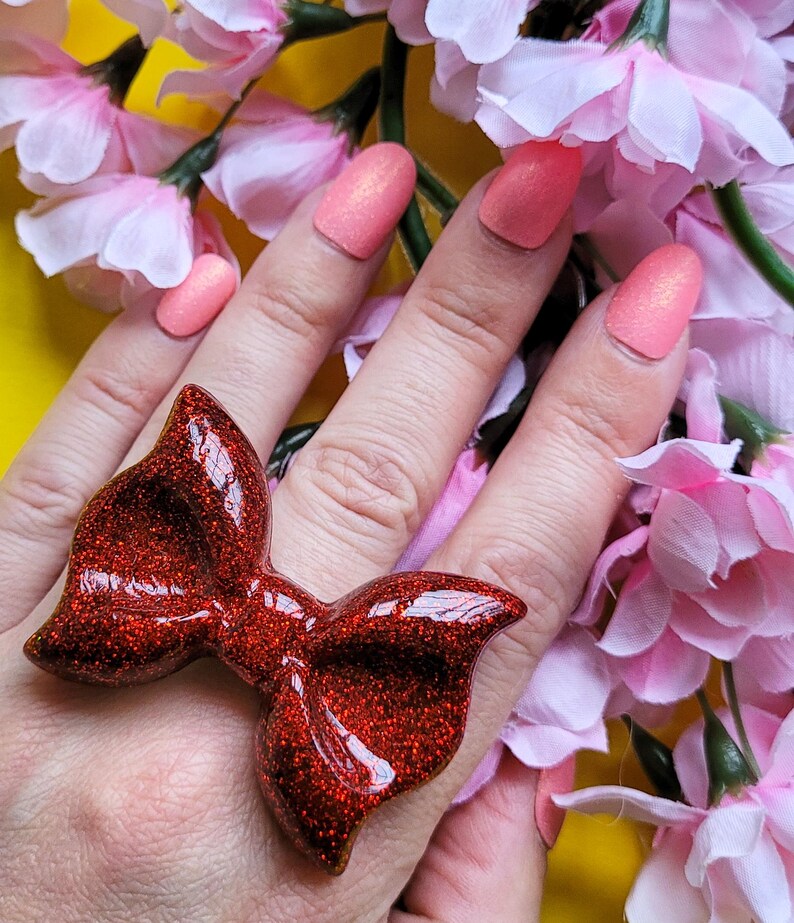 Kawaii Big Bow Ring, Sparkly Fashion Rings, Cute Gifts for Her - Etsy