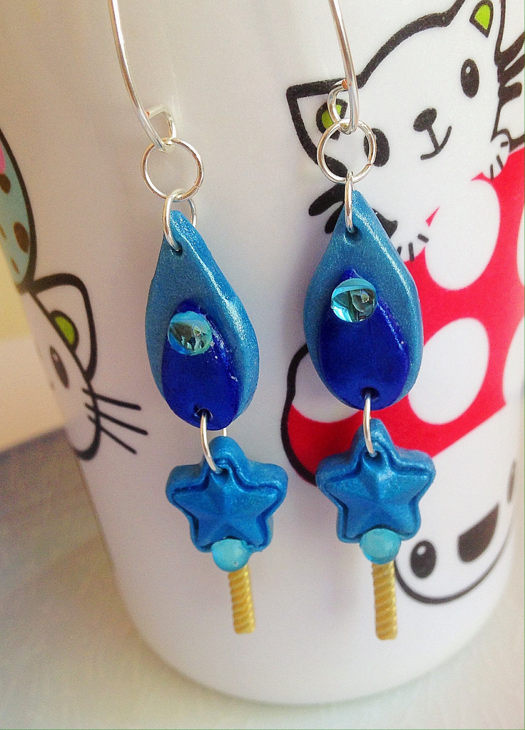Wand Earrings - Water Element, Magical Girl, Cosplay Jewelry - Etsy UK