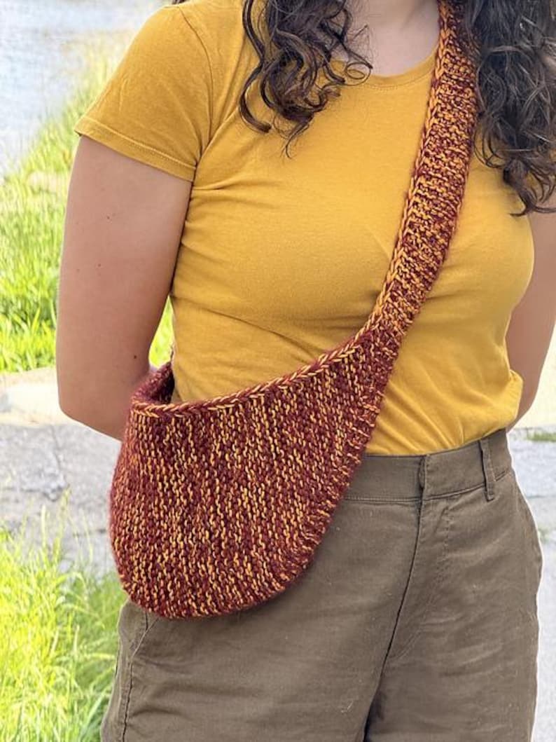 Knit Bag From Scrap Yarn PDF Pattern, Easy Beginner Shoulder Bag ...