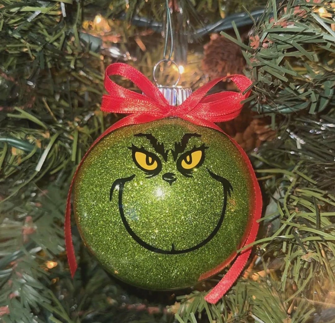 Grinch Christmas Ornament: Glitter Shatterproof Bulb - Etsy