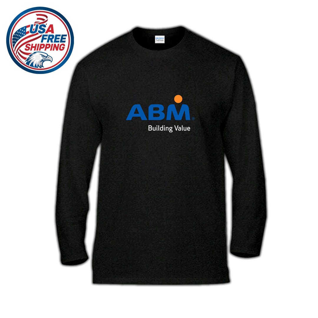 New ABM Industries Building Value Men's Logo T-shirt Heavy Cotton Long ...