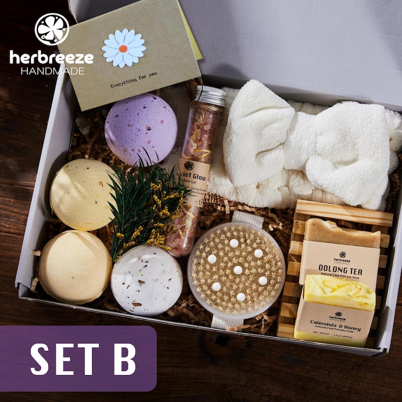 Luxury Self Care Gift Box | Bath Bombs Soap Headband Brush Set | Spa ...