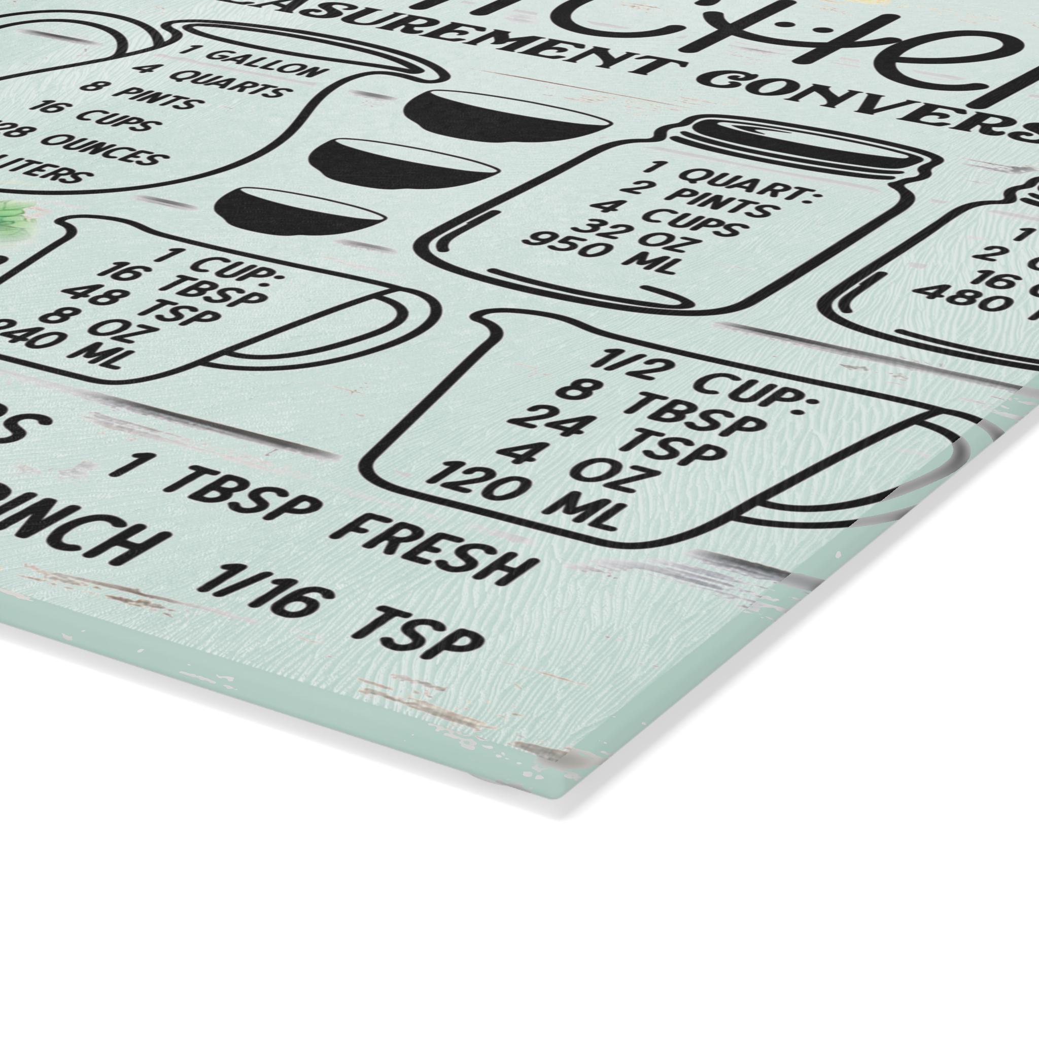 Kitchen Measurement Conversions Glass Cutting Board: Chef Gift - Etsy