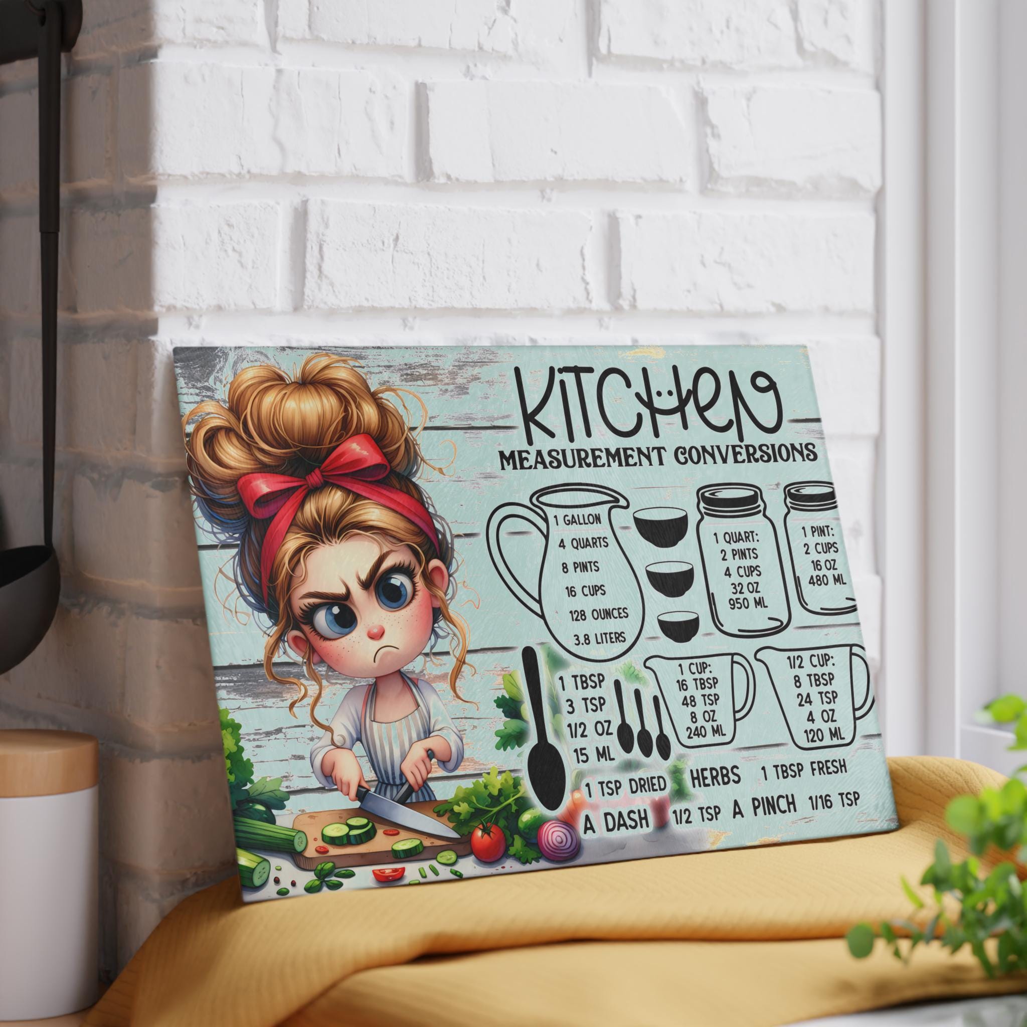 Kitchen Measurement Conversions Glass Cutting Board: Chef Gift - Etsy