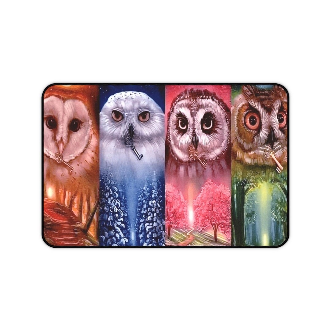 Colorful Owl Desk Mat: Nature-themed Home Office Decor - Etsy