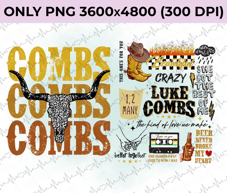 Combs Bullhead Png, Country Music Png, Luke Combs World Tour Png ...