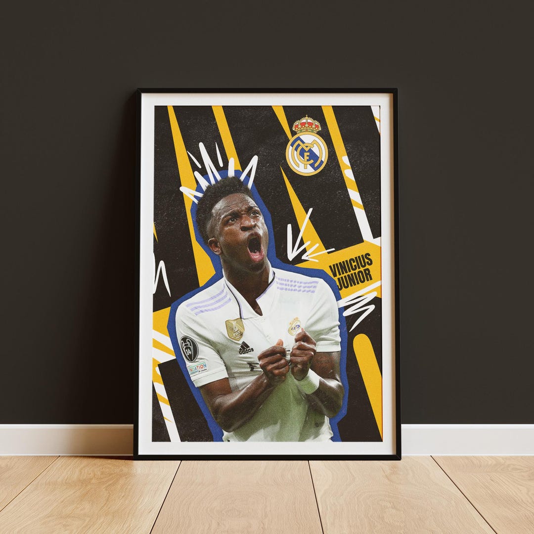 Vinicius Jr Real Madrid Poster, Modern Soccer Wall Art (digital ...