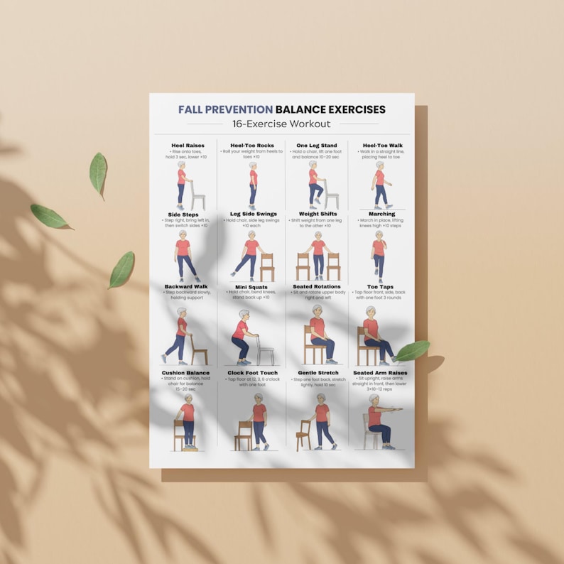 Senior Fall Prevention & Balance Exercises PDF | Chair and Standing ...