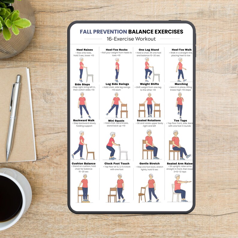 Senior Fall Prevention & Balance Exercises PDF | Chair and Standing ...