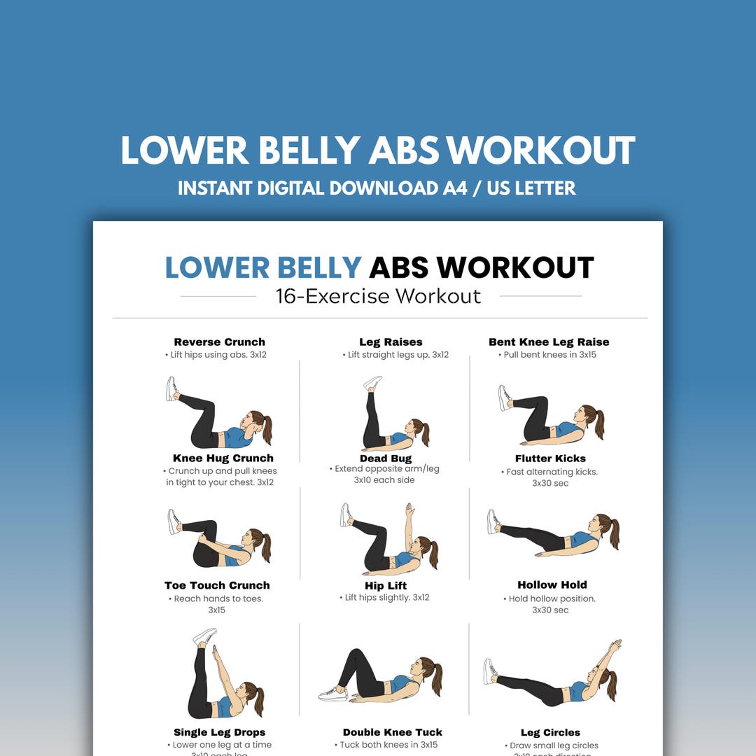 Lower Belly Abs Printable Workout, Core Home Workout Chart, Floor Ab ...