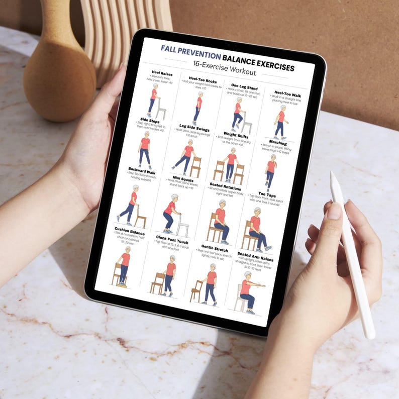 Senior Fall Prevention & Balance Exercises PDF | Chair and Standing ...