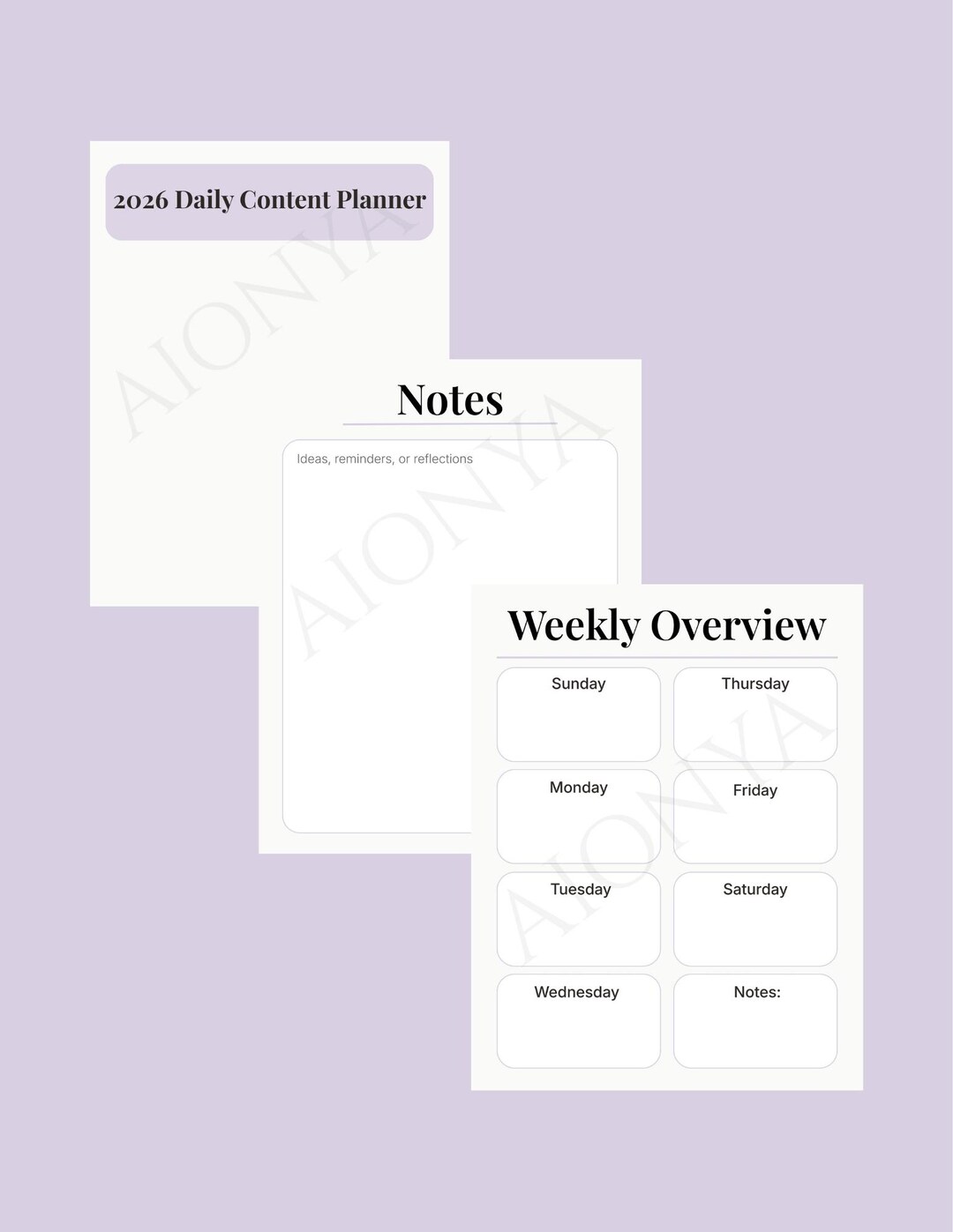 2026 Daily Content Planner | Printable Social Media Planner | Lavender ...