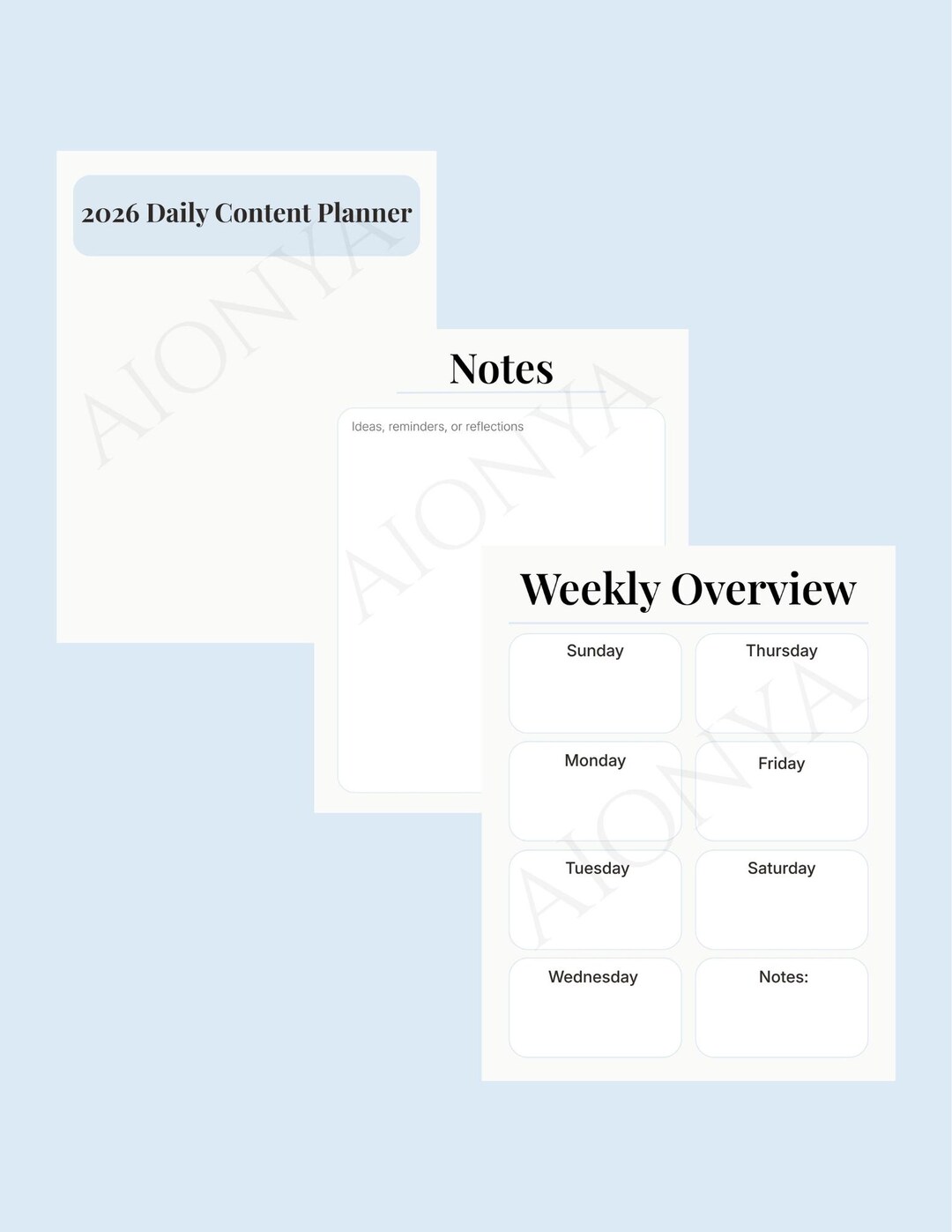 2026 Daily Content Planner | Minimal Blue Social Media Organizer (US ...