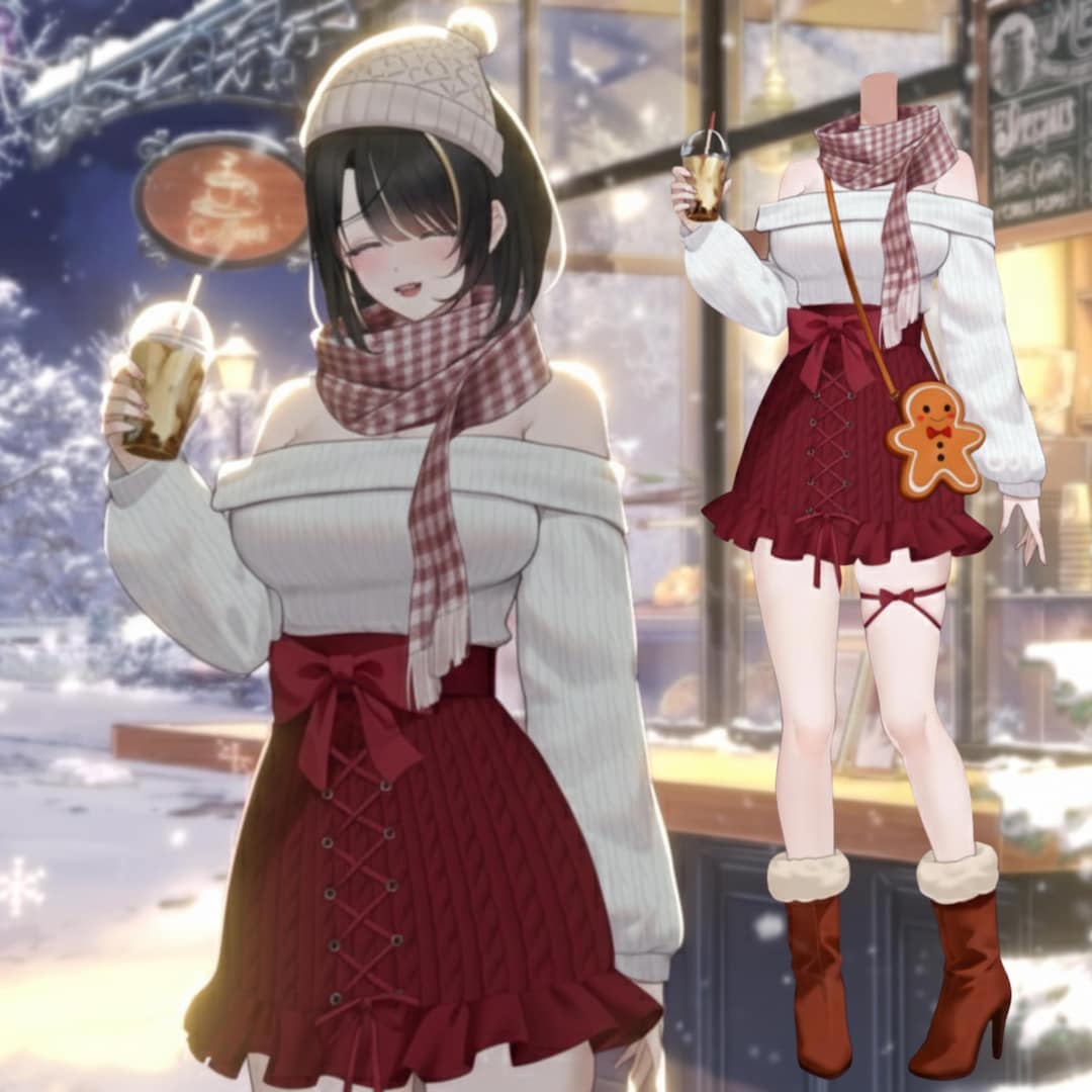 VIP Winter Love Song Date Skirt | Fluffy Milk Tea Outfit | Cute Live2d ...