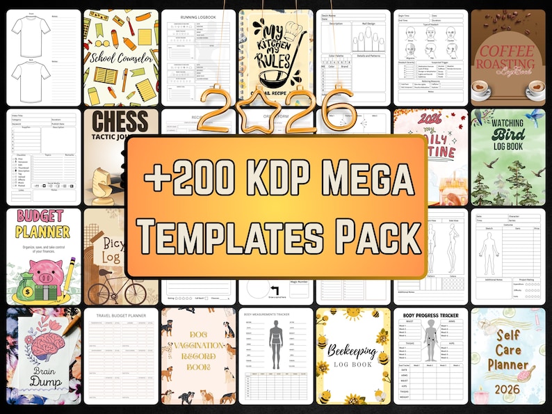 2026 Mega Templates Pack | 200+ KDP Interiors | Editable Canva Planners ...