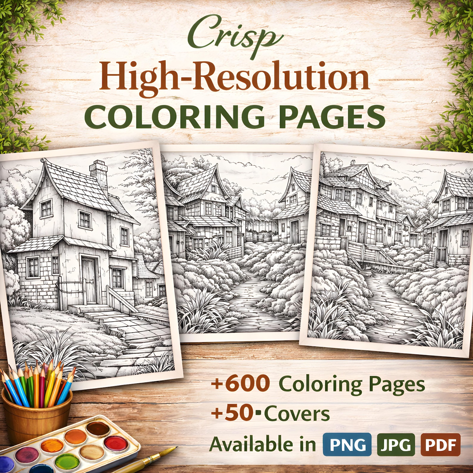 Quiet Rural Village Scenes Coloring Pages – 600+ Printable Country ...