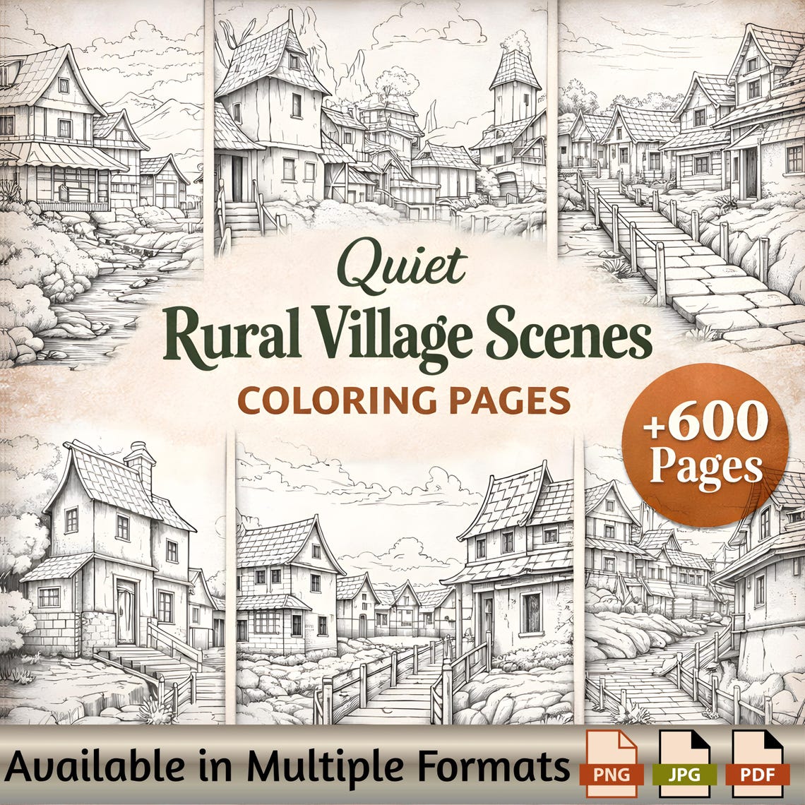 Quiet Rural Village Scenes Coloring Pages – 600+ Printable Country ...