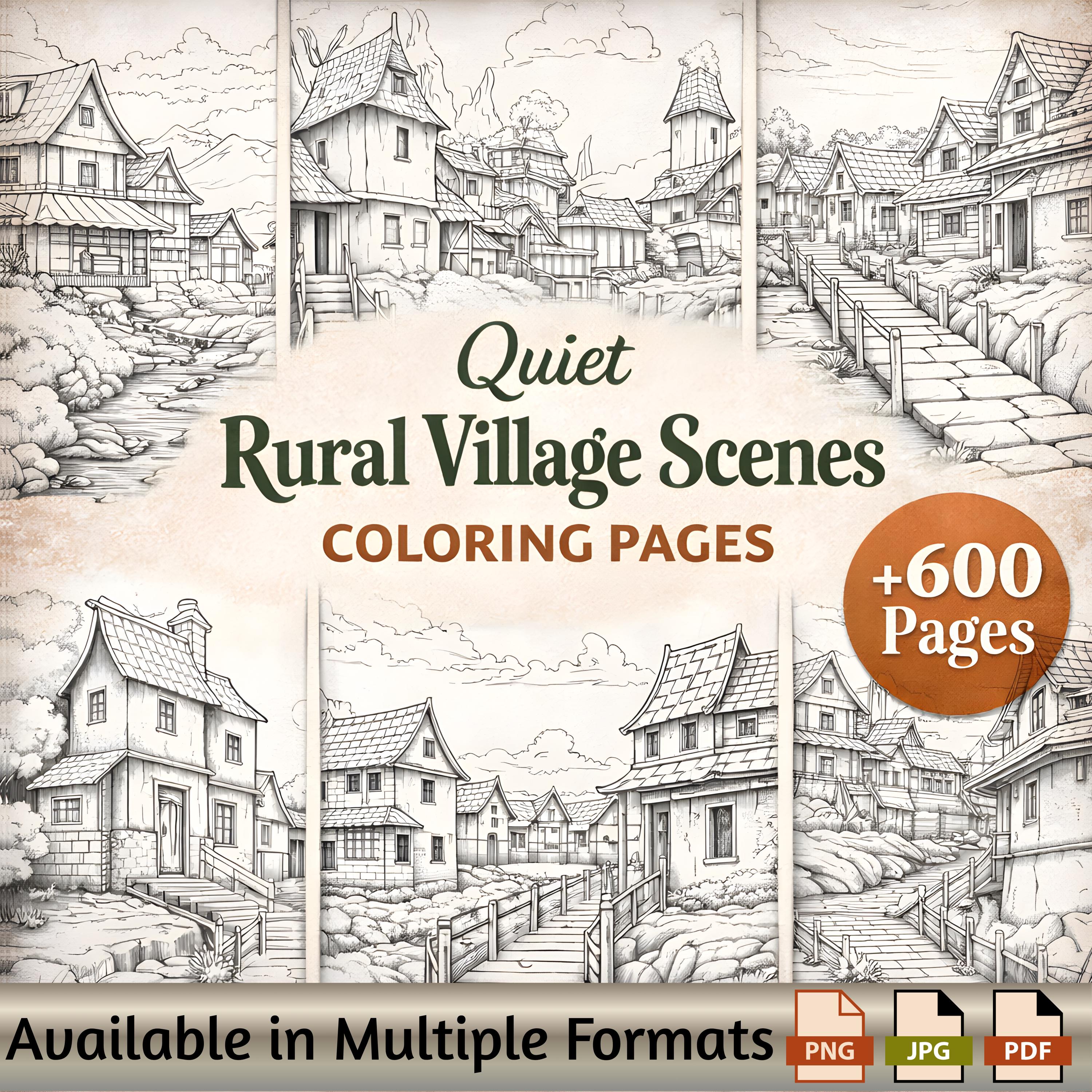 Quiet Rural Village Scenes Coloring Pages – 600+ Printable Country ...