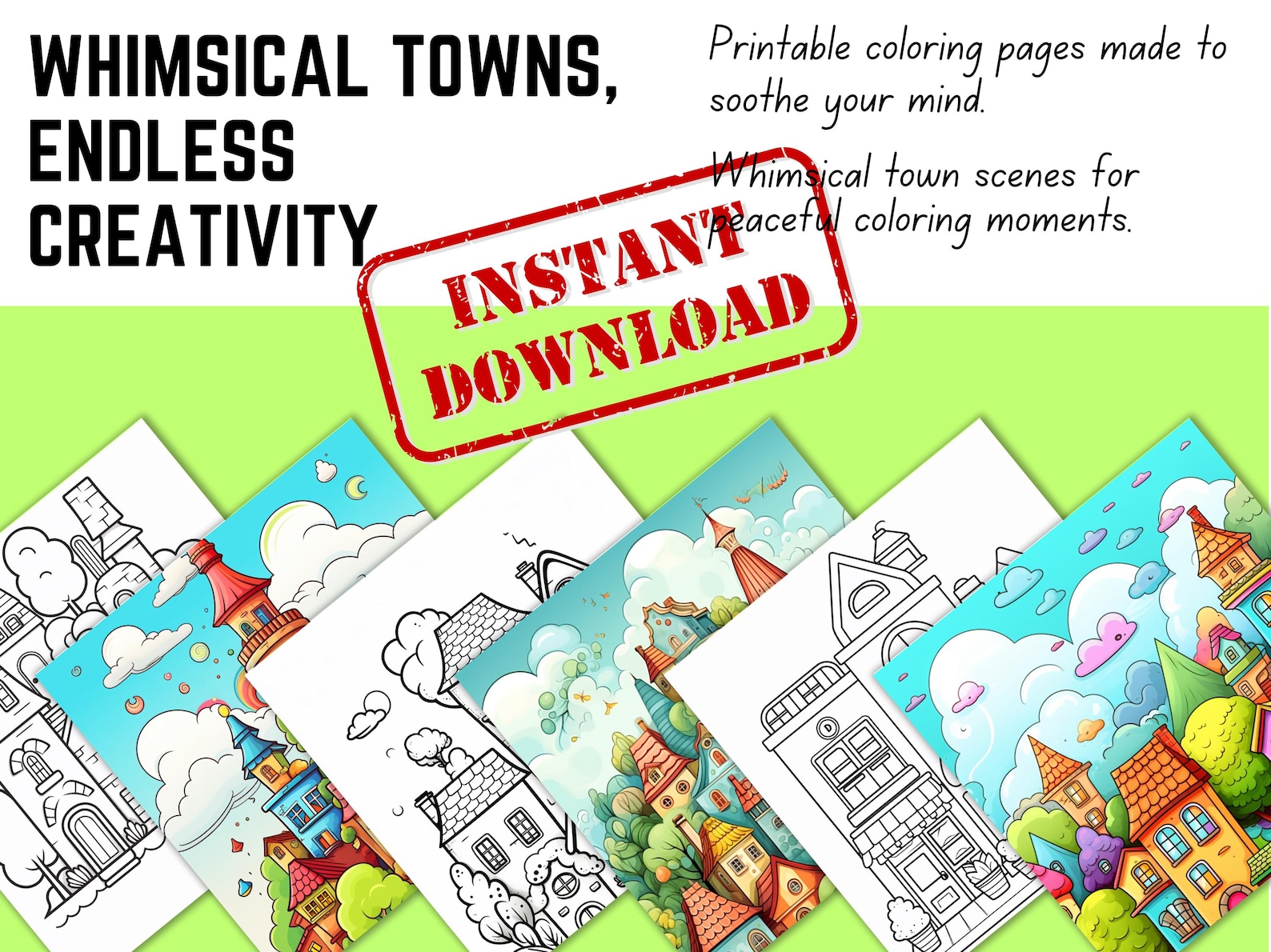 Adorable Town Coloring Book | More Than 300 Coloring Pages | Cozy ...