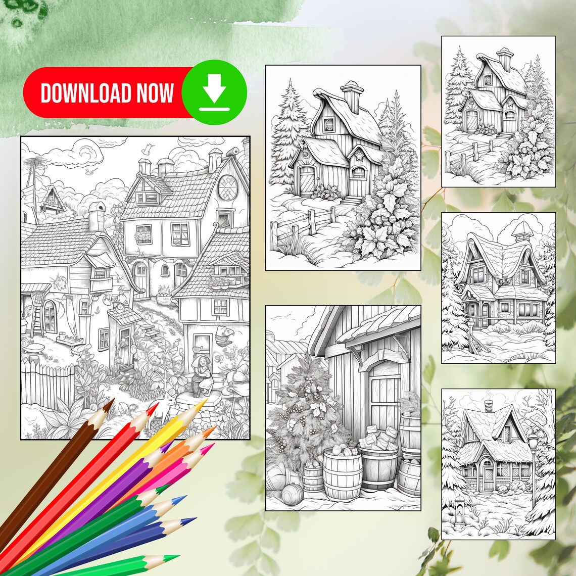 Quiet Rural Village Scenes Coloring Pages – 600+ Printable Country ...