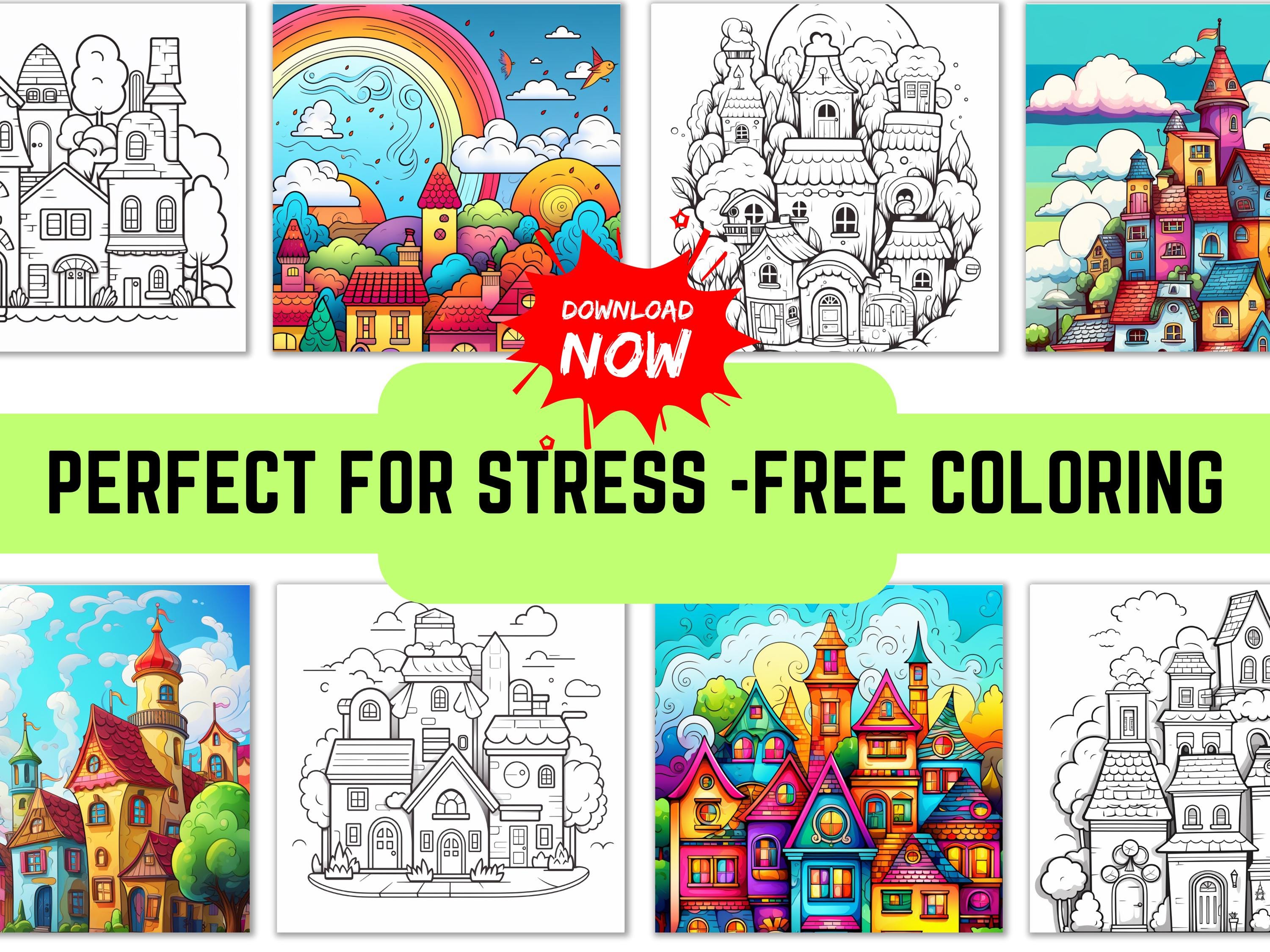 Adorable Town Coloring Book | More Than 300 Coloring Pages | Cozy ...