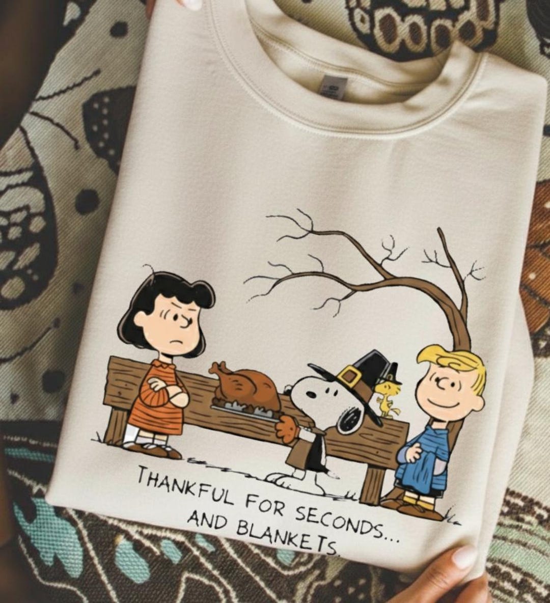 Peanuts Friends Bench Scene Sweatshirt | Snoopy Charlie Brown Lucy - Etsy