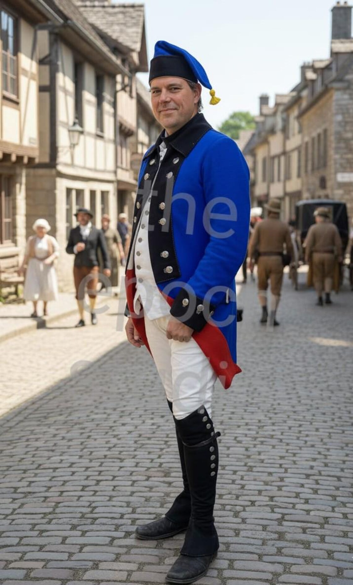 18th Century Men's Colonial Costume - Historical Reenactment Blue ...
