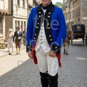 18th Century Men's Colonial Costume - Historical Reenactment Blue ...