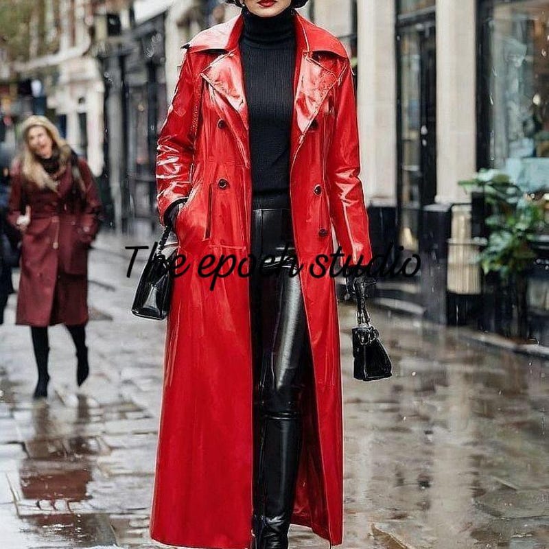 Shiny Red Leather Jacket - Etsy