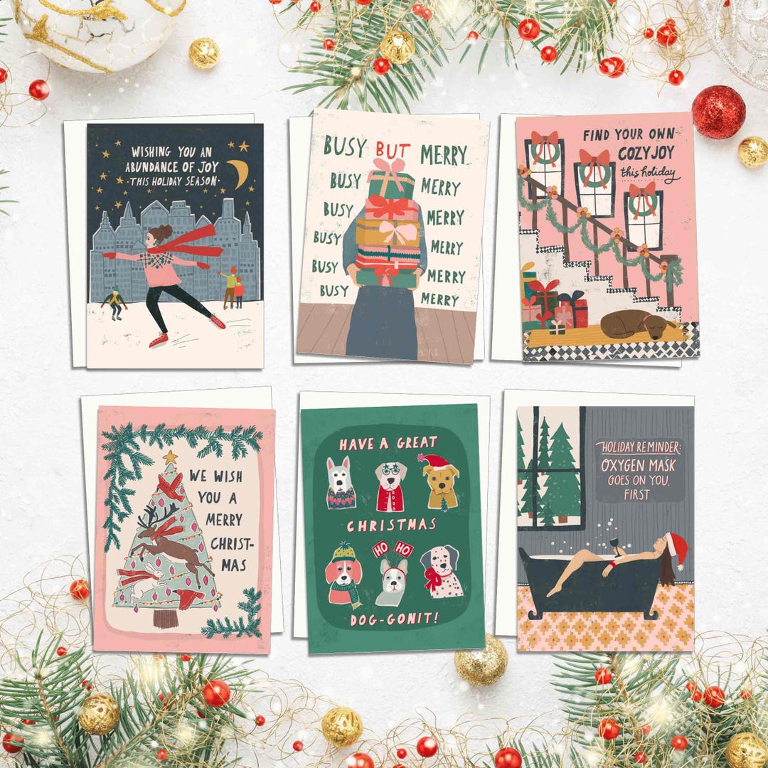 Christmas Cards for Coworkers Girlfriends Folded Cards Set of Six ...