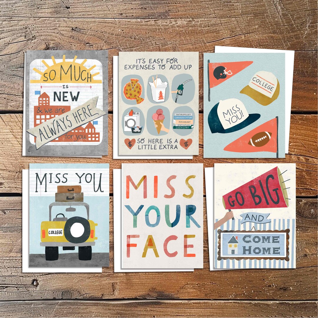 College Care Package Notecards, Cards to Send to Son at College, Note ...