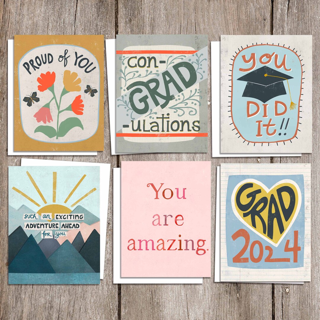 Set of 6 Greeting Cards, Graduation Cards, Congradulations, Graduation ...