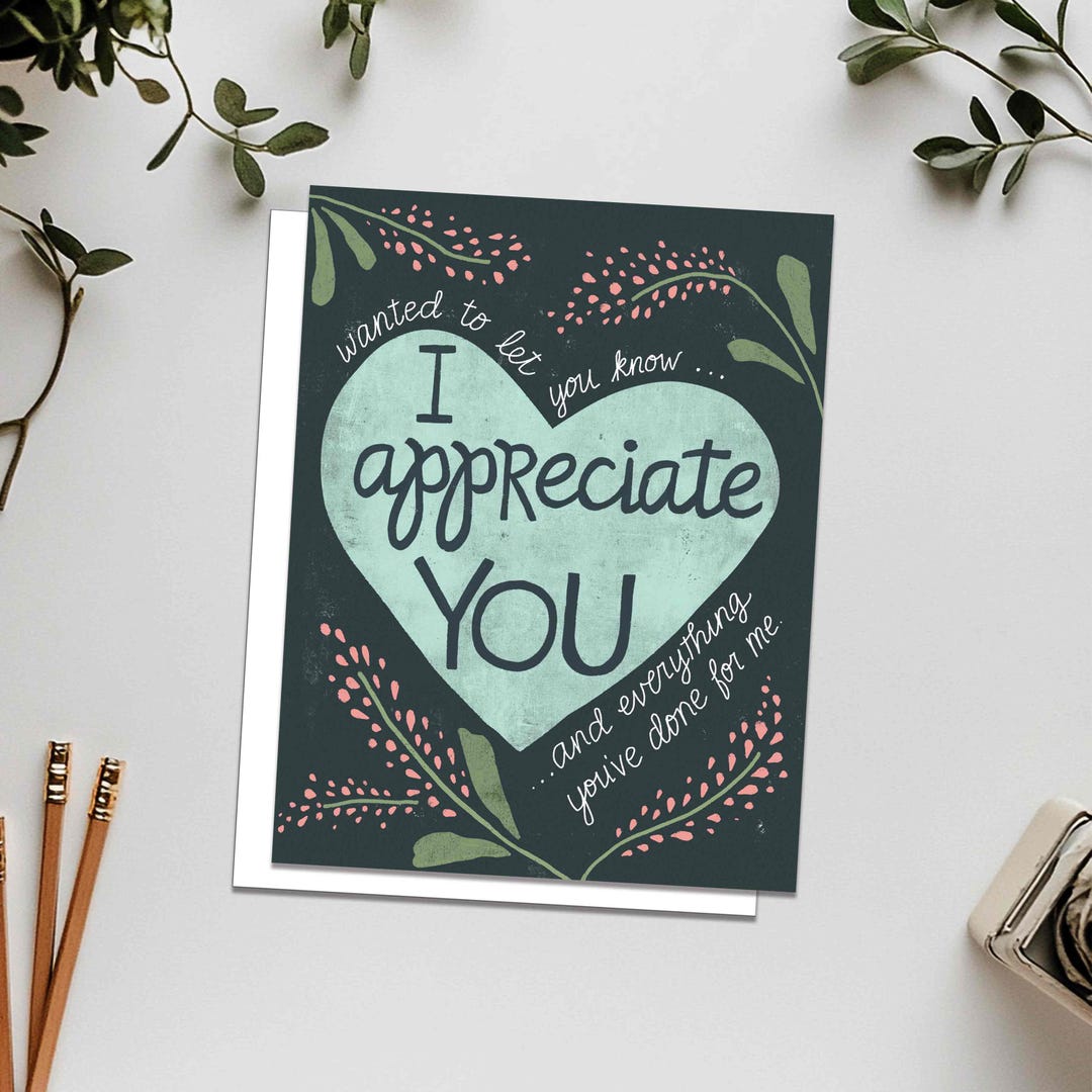 I Appreciate You Thank You Card Vintage Style Unique Thank You Floral ...