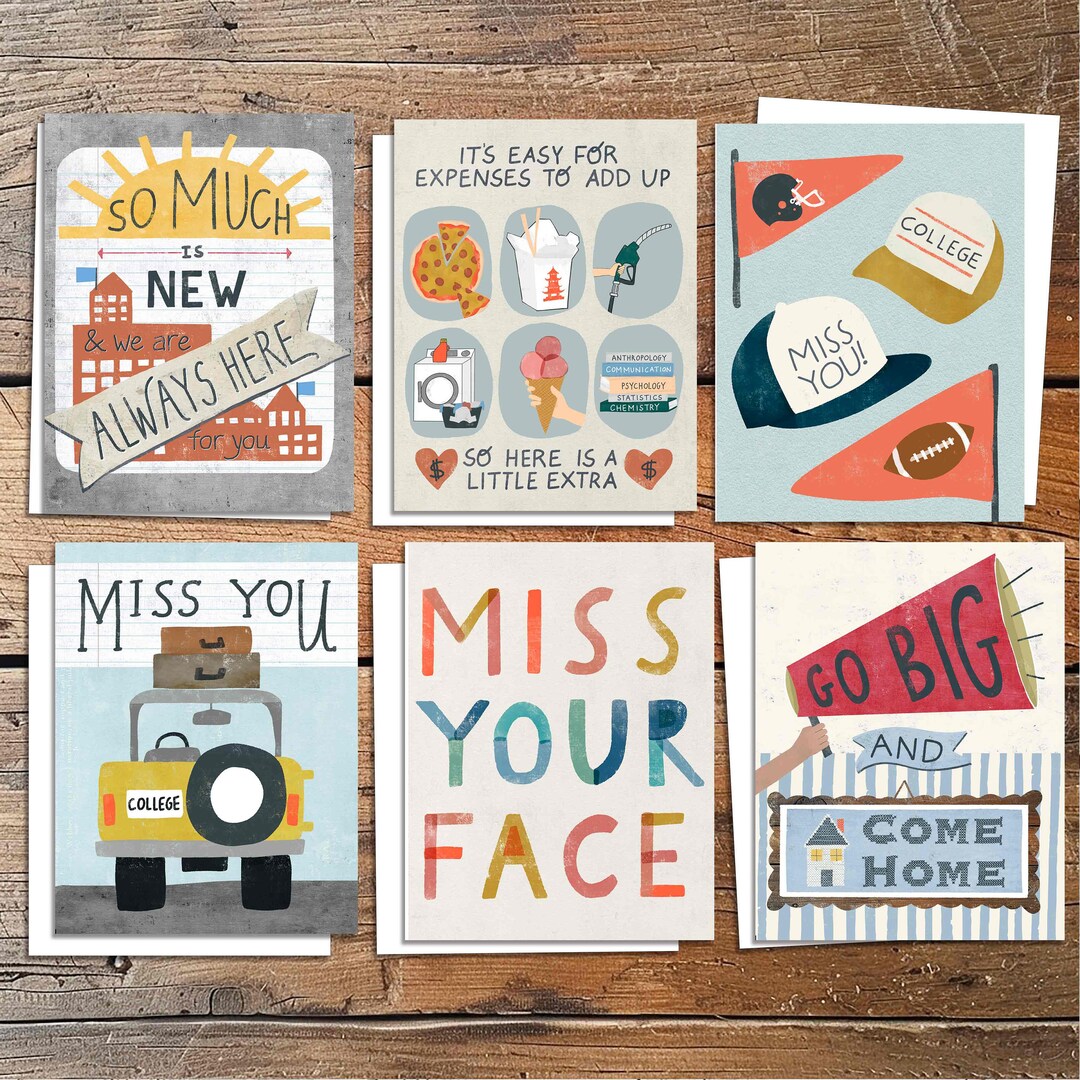 College Care Package Notecards, Cards to Send to Son at College, Note ...