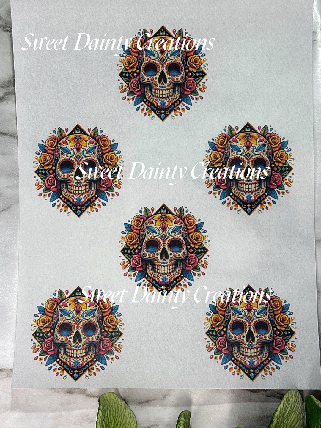 Day of the Dead Skulls Image Water Soluble Paper Polymer Clay WATER ...