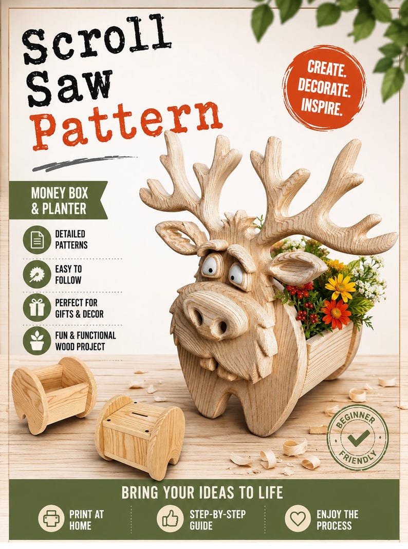Animal Planter Box Scroll Saw Patterns: Diy Woodworking Plans (PDF, SVG ...