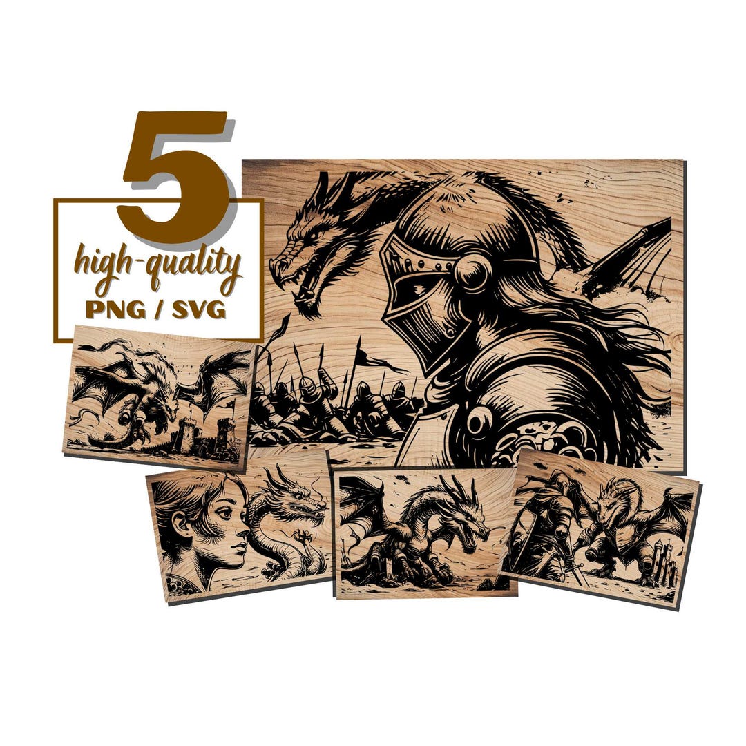 Middle Ages Graphics Bundle | Rustic Knight, Dragon SVG PNG (digital ...