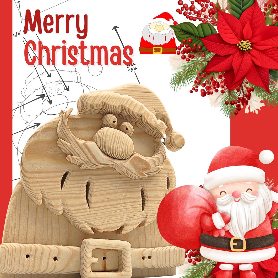 Santa Christmas Box, Scroll Saw Pattern, Rustic Holiday Decor (PDF, SVG ...