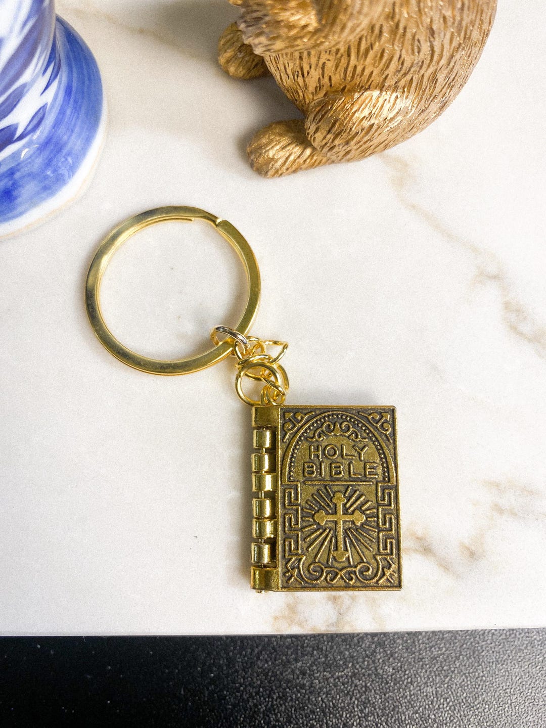 Gold Mini Bible Keychain • Lord's Prayer, Christian Gift - Etsy