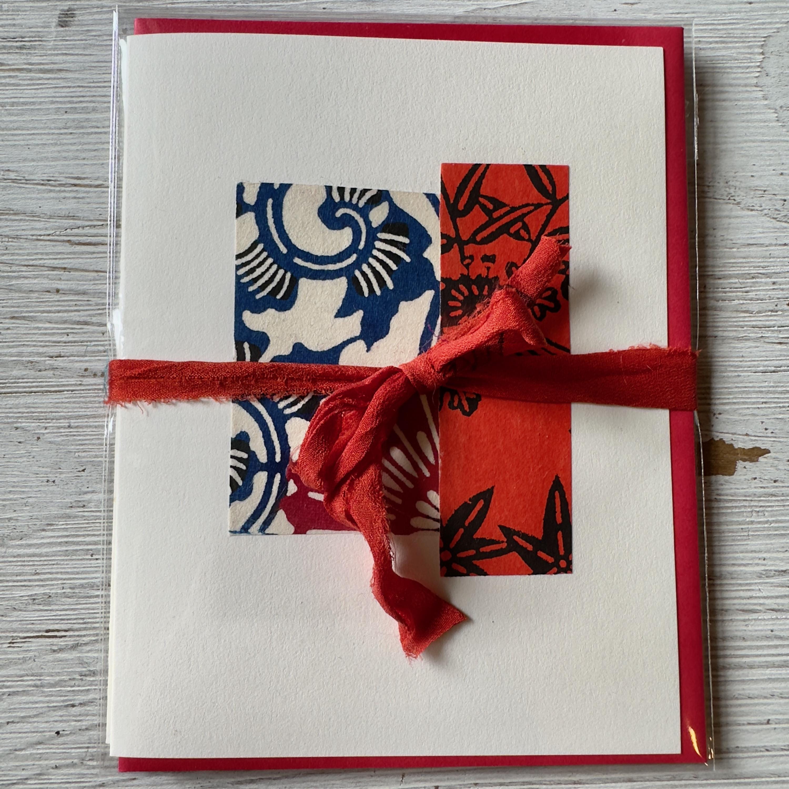 Origami Paper Note Cards, Set of Three Handmade Collage Cards, Original ...