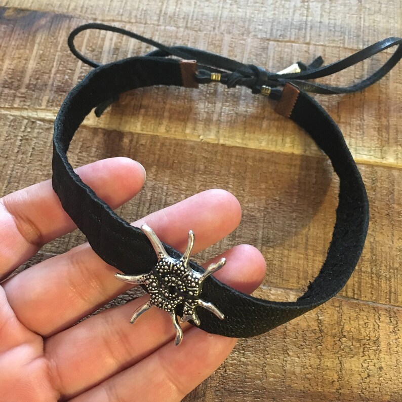 Black Leather Choker Sea Creature Choker Necklace Ocean Life Leather ...