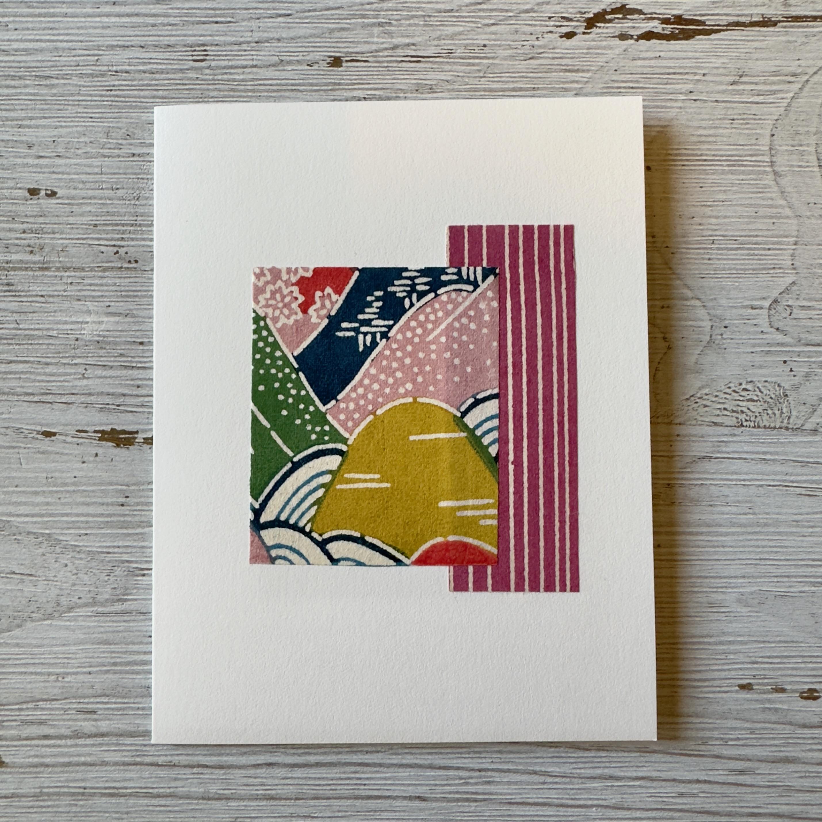 Origami Paper Note Cards, Set of Three Handmade Collage Cards, Original ...