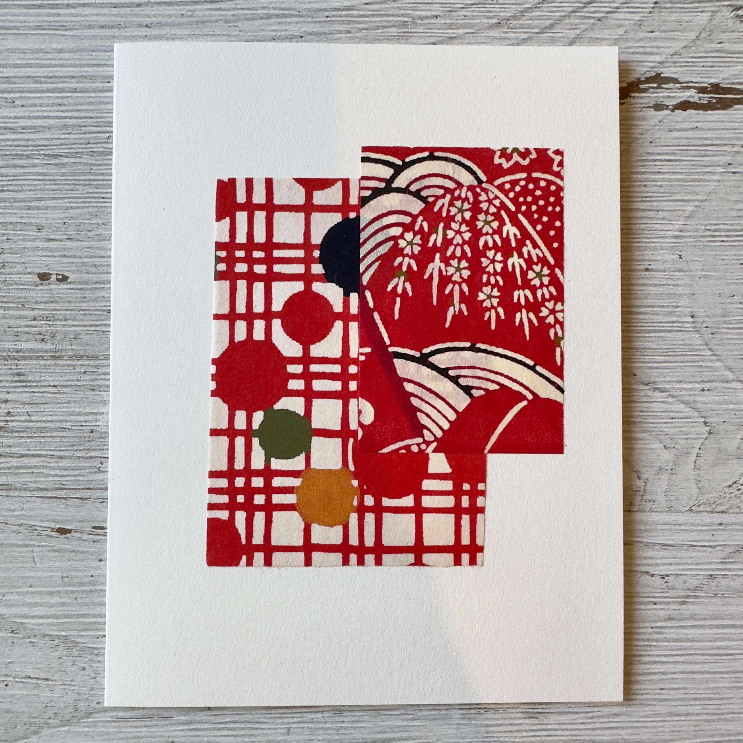Origami Paper Note Cards, Set of Three Handmade Collage Cards, Original ...