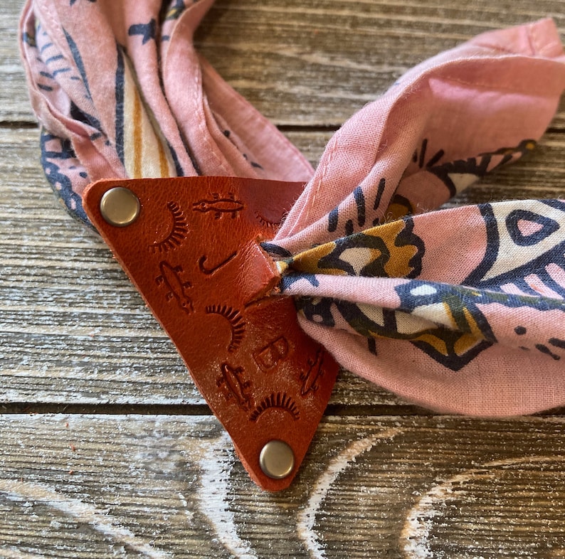 Personalised Bandana Slide With Your Initials, Stamped Leather Bandana ...