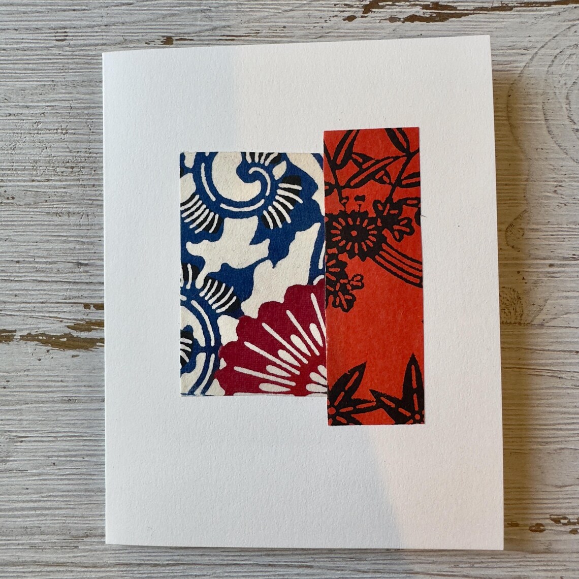 Origami Paper Note Cards, Set of Three Handmade Collage Cards, Original ...