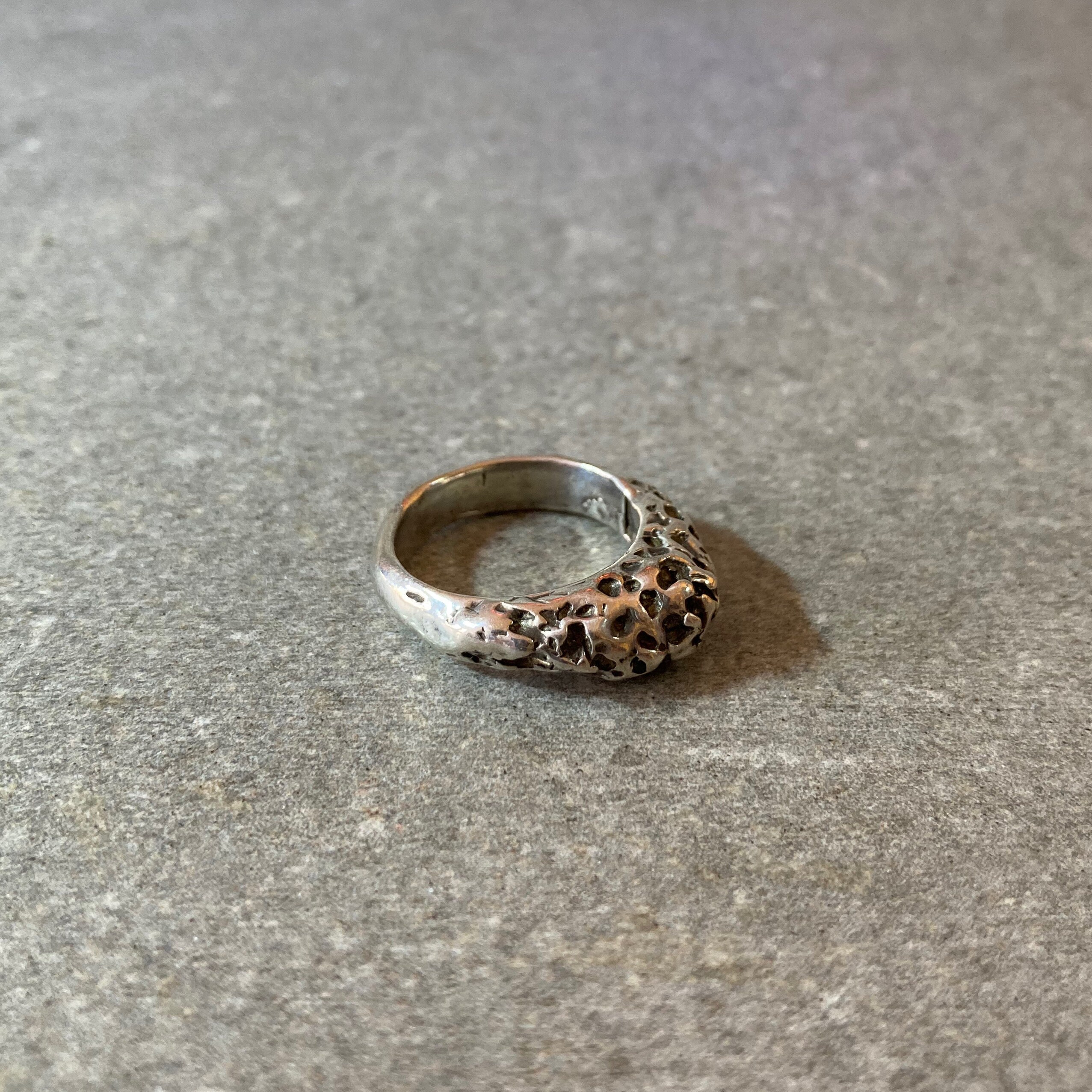Rock Ring Sculptural Silver Ring, Lava Stone Ring, Oxidized Silver ...