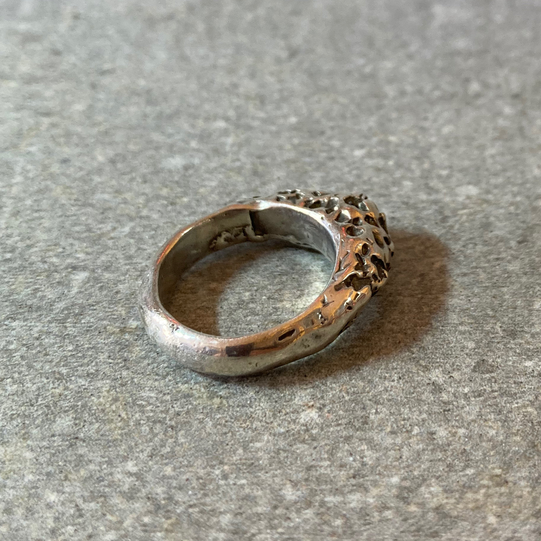 Rock Ring Sculptural Silver Ring, Lava Stone Ring, Oxidized Silver ...
