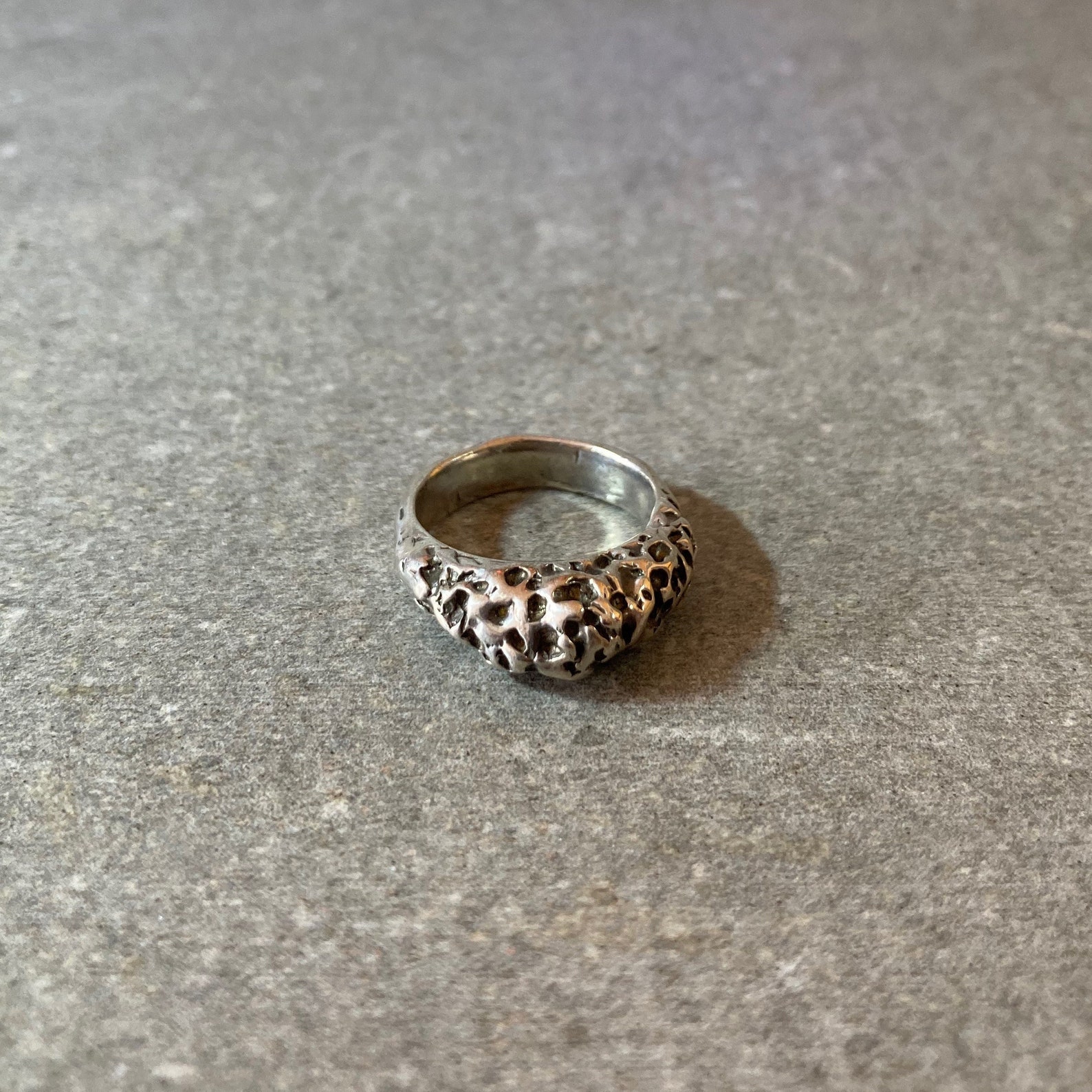 Rock Ring Sculptural Silver Ring, Lava Stone Ring, Oxidized Silver ...