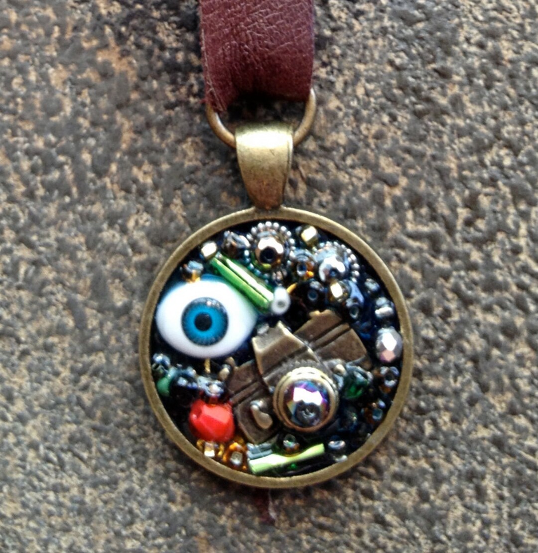 Evil Eye Keychain, Leather and Metal,steampunk Rocker Style - Etsy