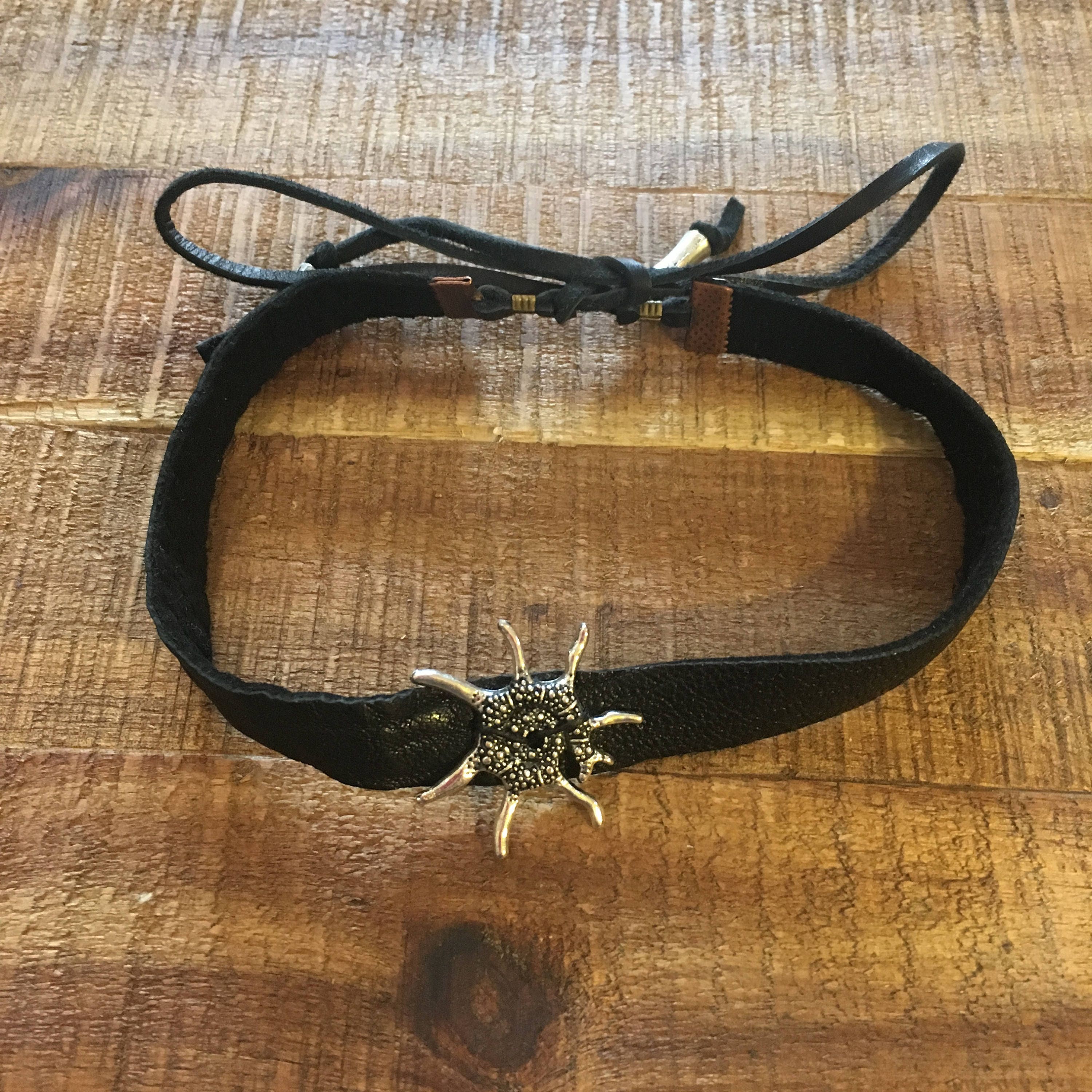 Black Leather Choker Sea Creature Choker Necklace Ocean Life Leather ...